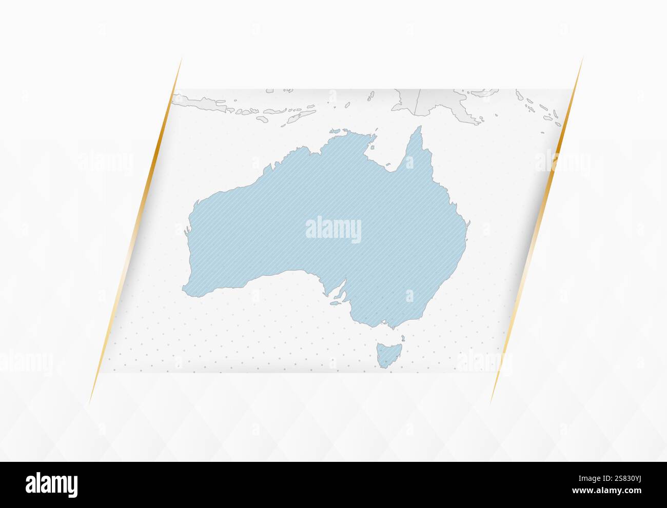 Australia Map in Blue with Gold Framed Accents. Modern Vector Map of ...