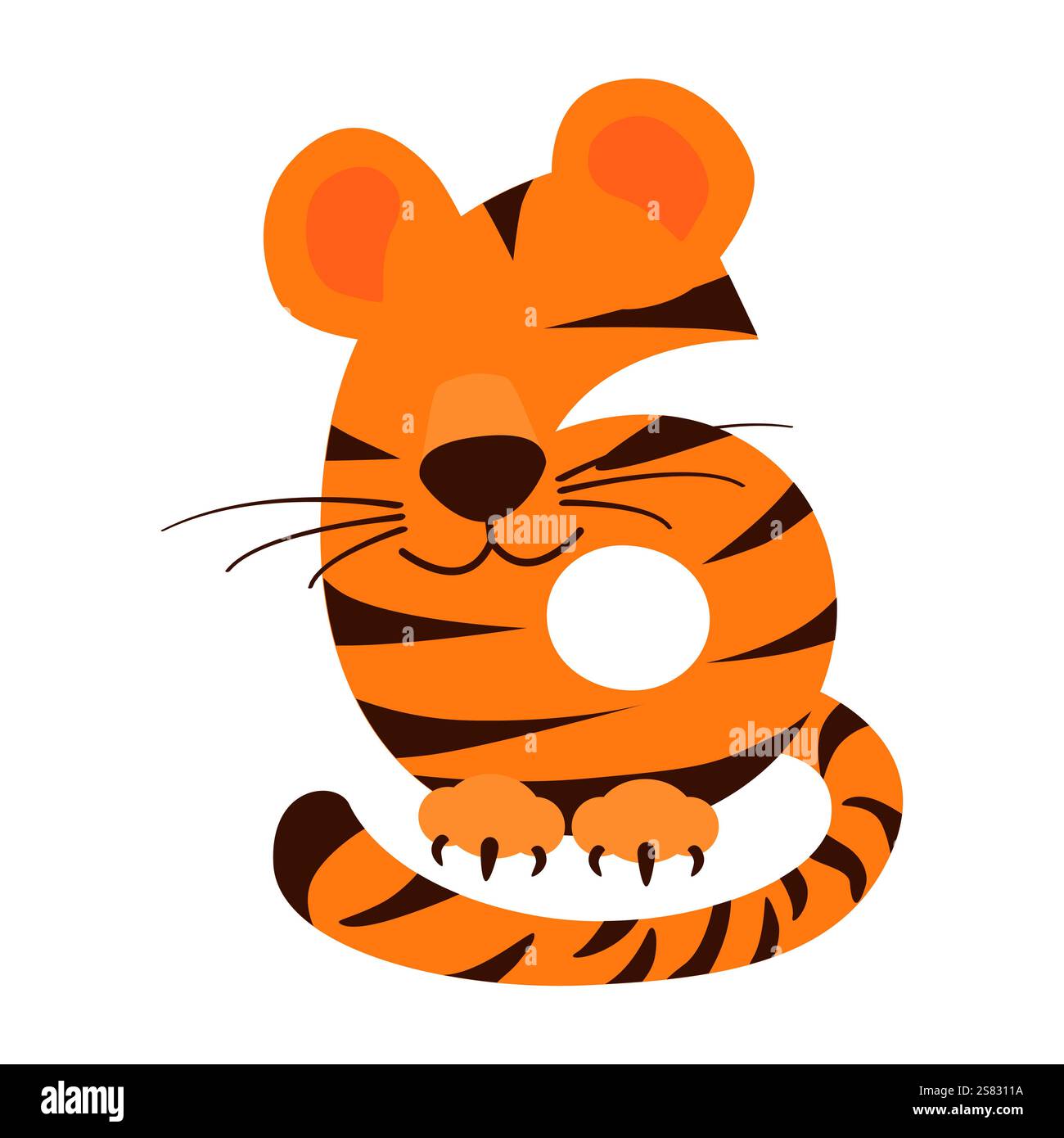 Cartoon number 6 like Tiger, figure Six. Cartoon of number with a ...