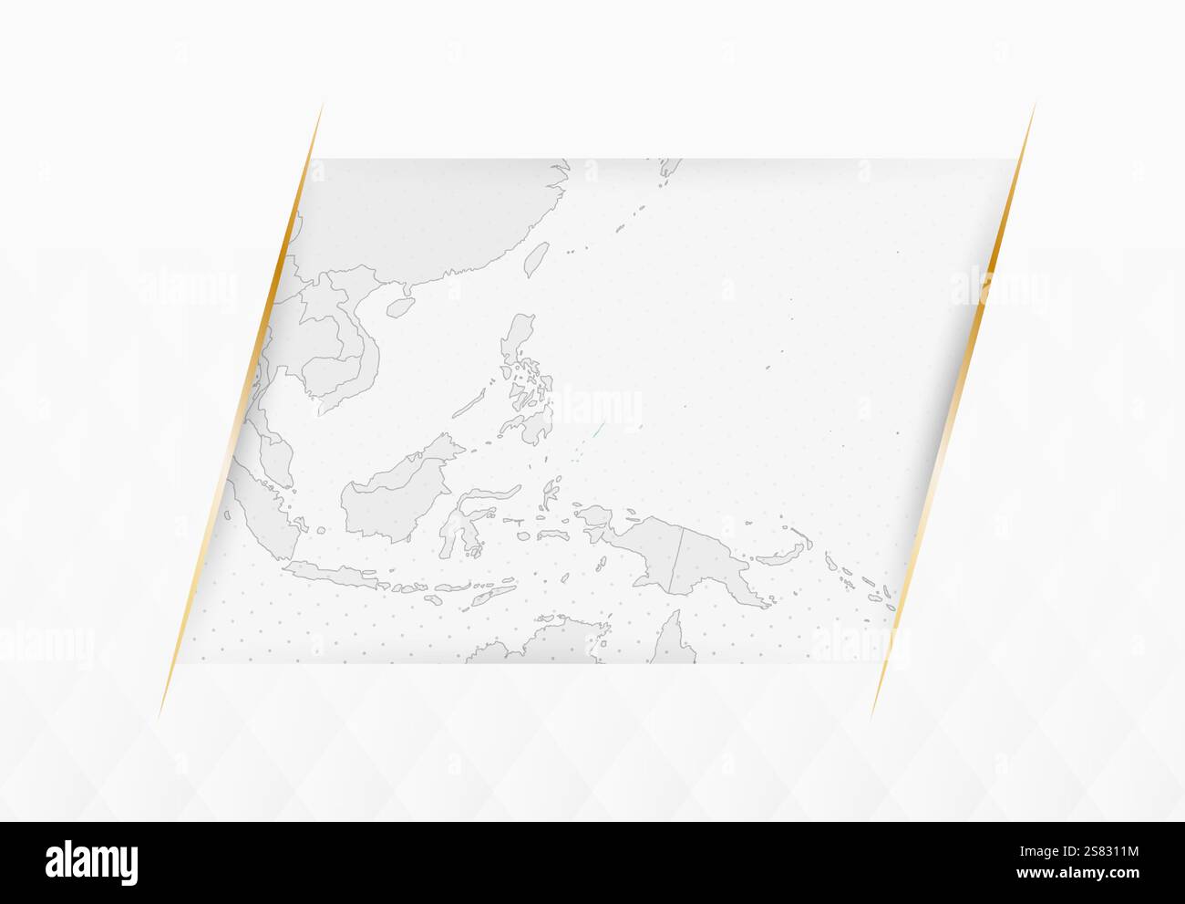 Palau Map in Blue with Gold Framed Accents. Modern Vector Map of Palau ...