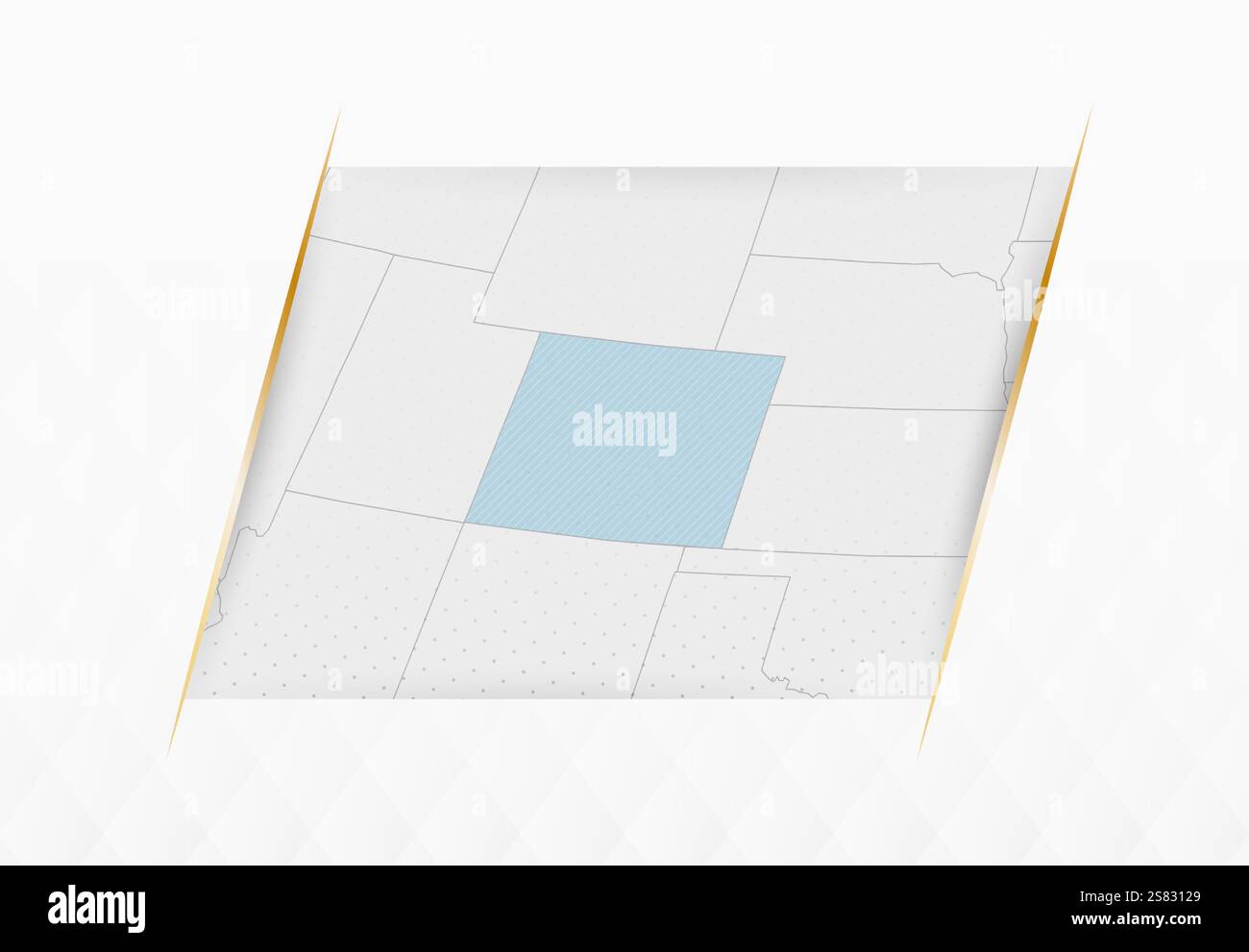 Colorado Map in Blue with Gold Framed Accents. Modern Vector Map of ...