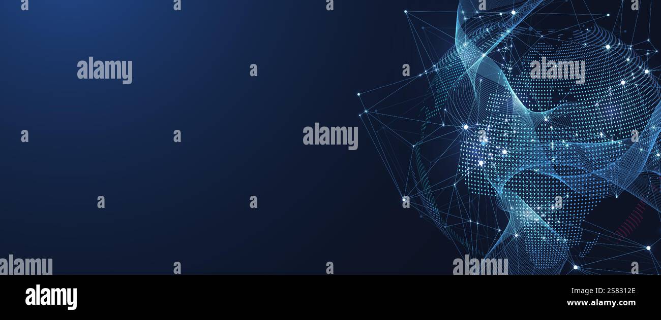 Global network connection concept. Big data visualization. Social network communication in the ...