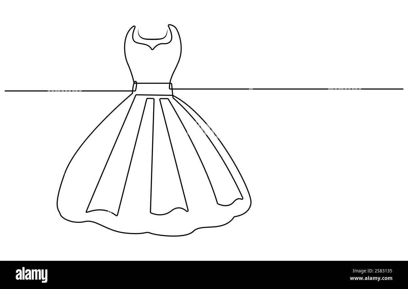 Fashion clothes symbol for bridal shop, Wedding dress in one continuous ...