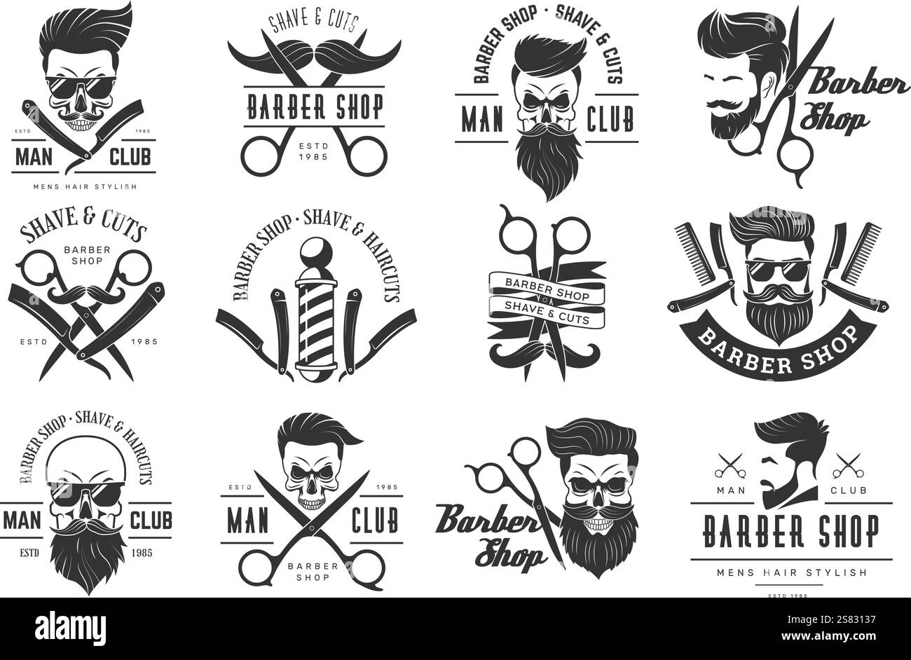 Barber shop. Decorative labels for barbershop hairdresser recent vector ...