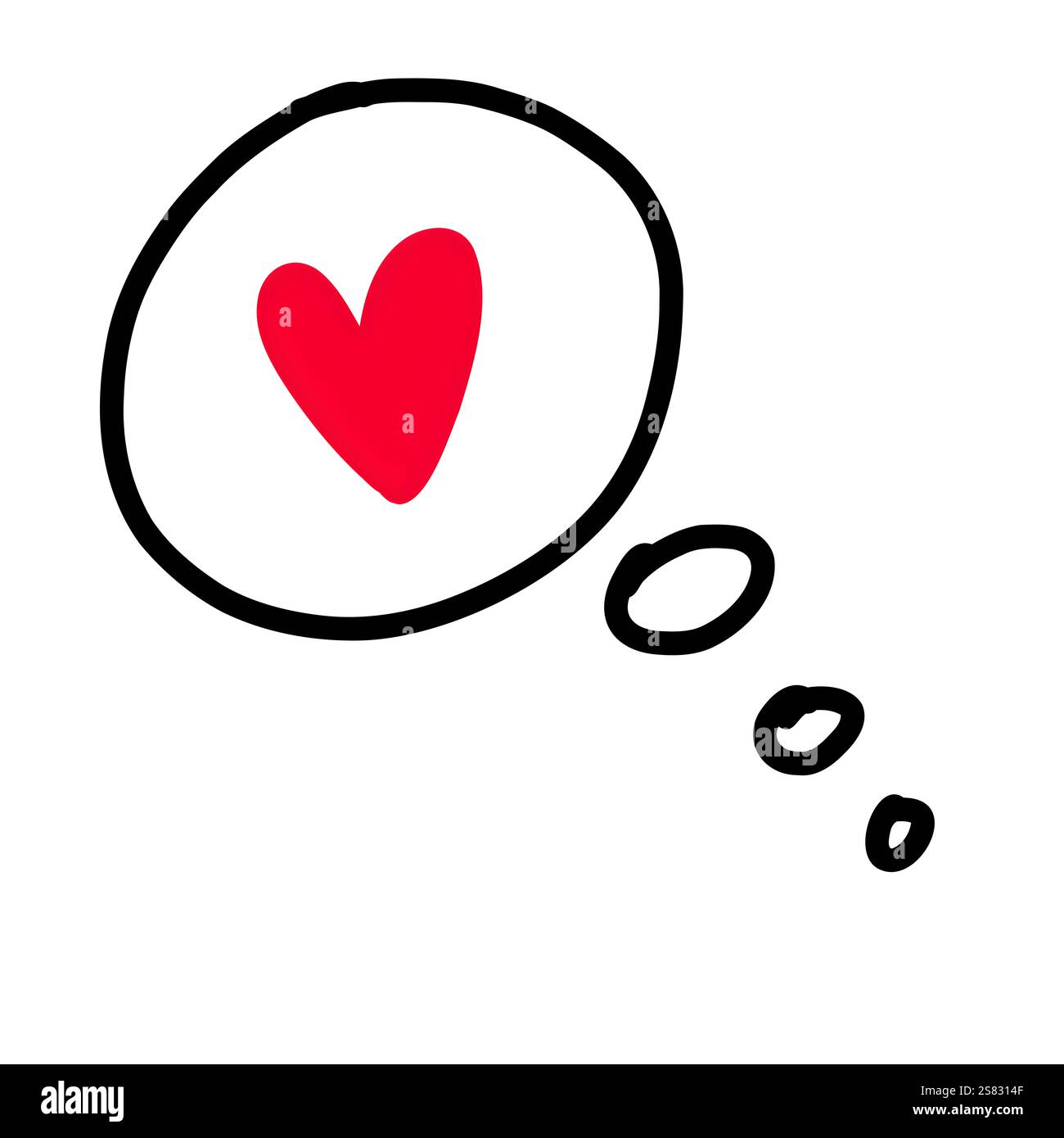 Simple thinking speech bubble with a heart inside, illustration on ...