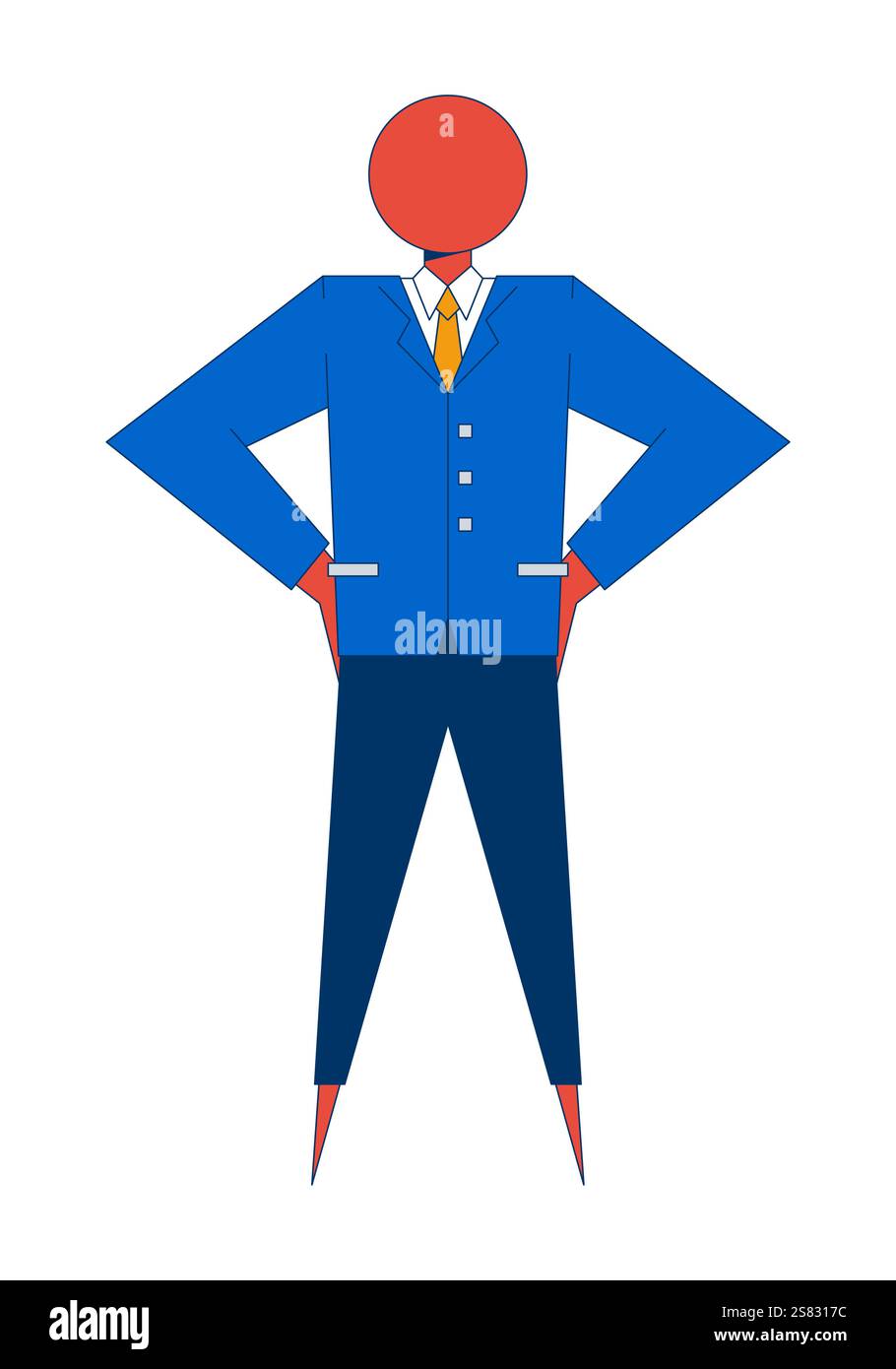 Geometric businessman with circular head in suit 2D cartoon character ...