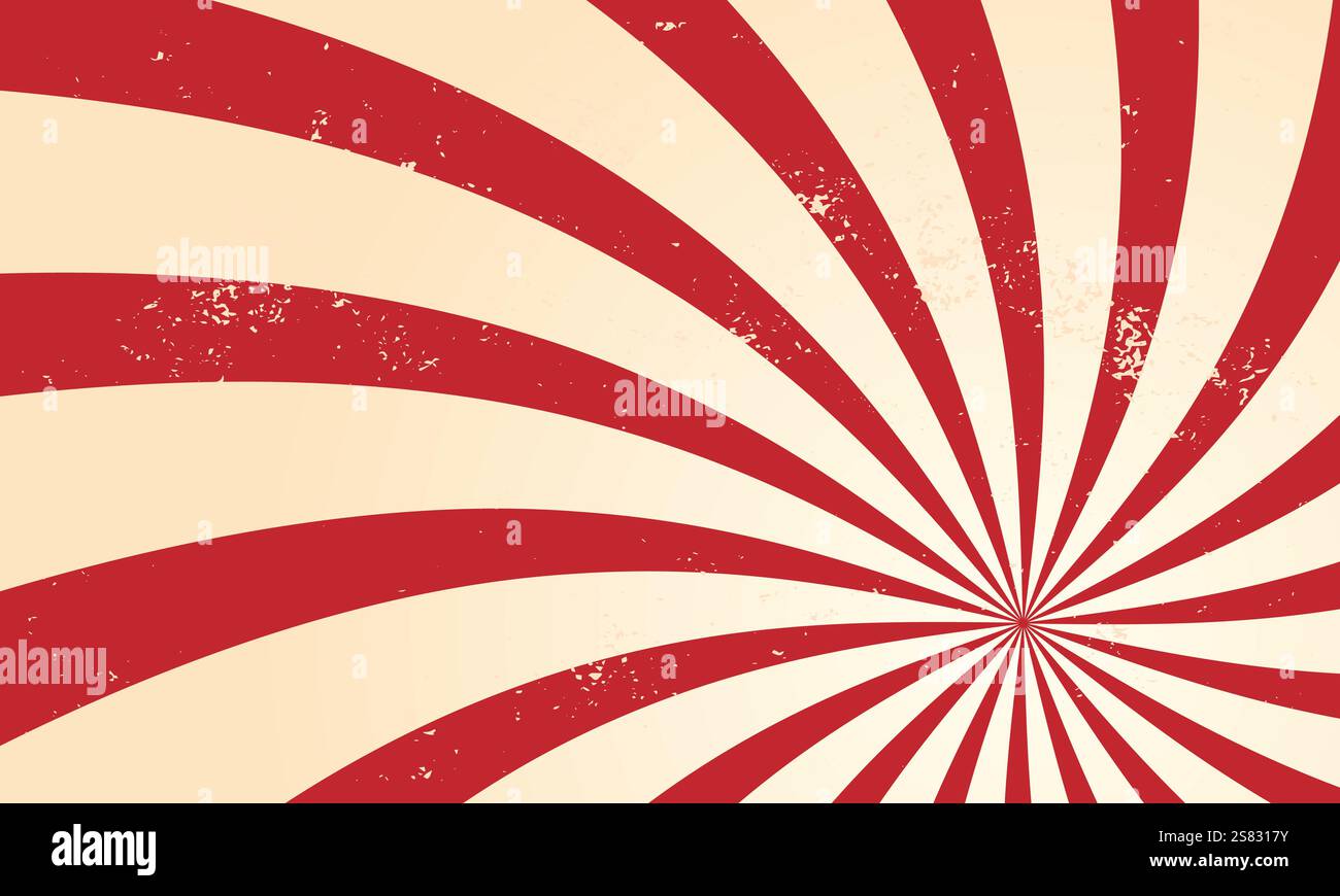 Abstract grunge background with bright red rays on white background. Vintage circus background ...