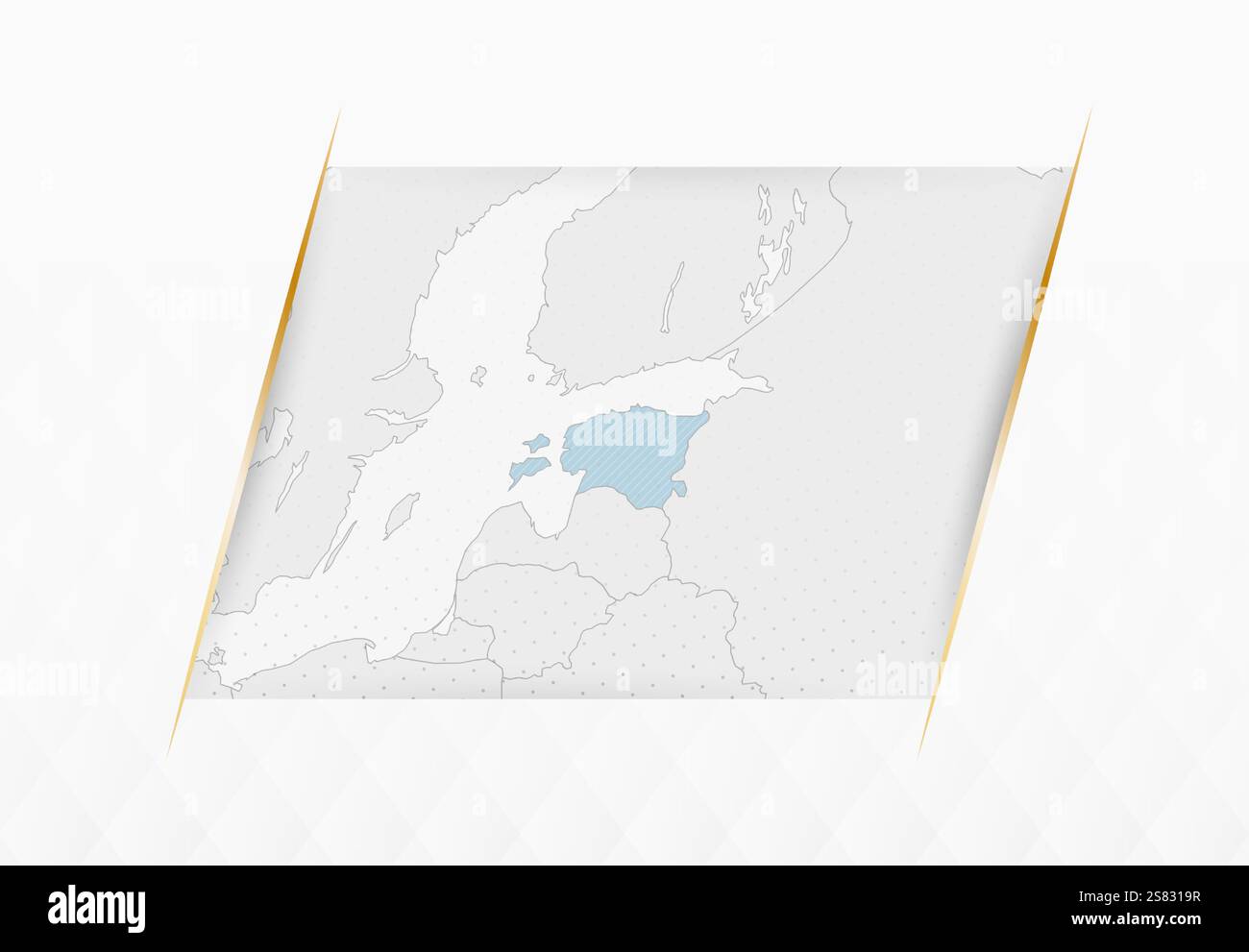 Estonia Map in Blue with Gold Framed Accents. Modern Vector Map of ...