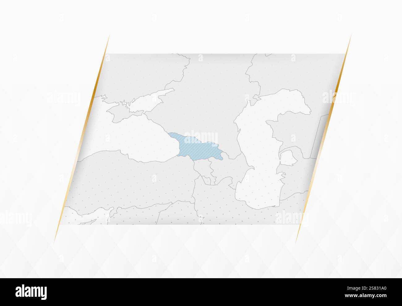 Georgia Map in Blue with Gold Framed Accents. Modern Vector Map of ...
