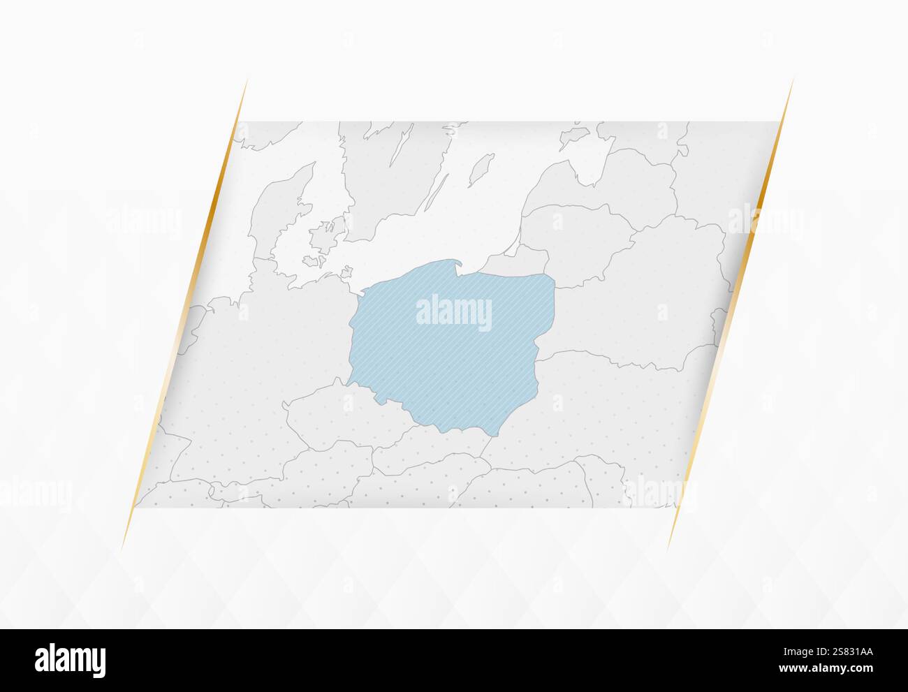Poland Map in Blue with Gold Framed Accents. Modern Vector Map of ...