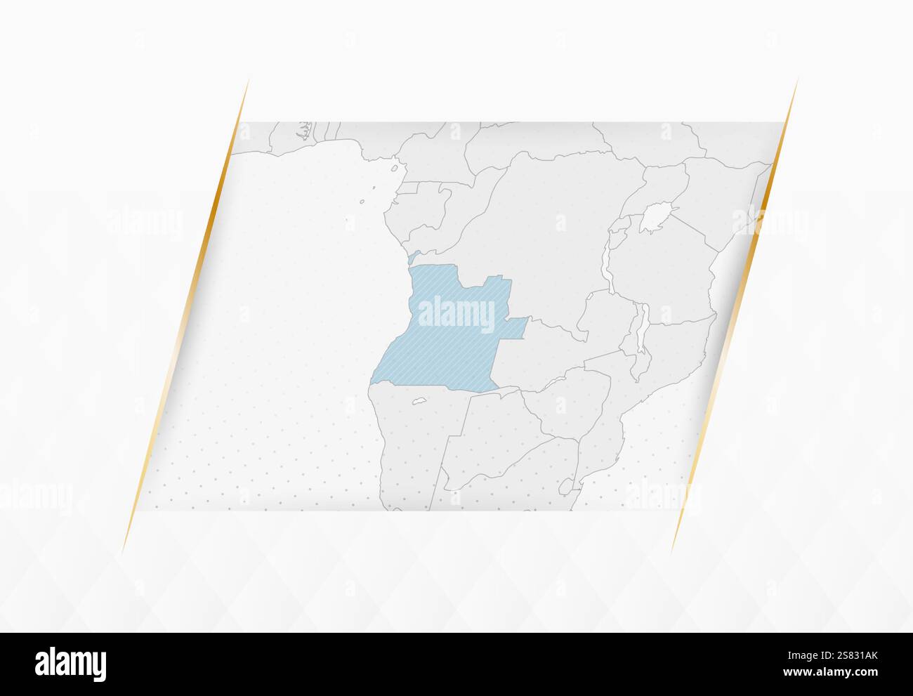 Angola Map in Blue with Gold Framed Accents. Modern Vector Map of ...