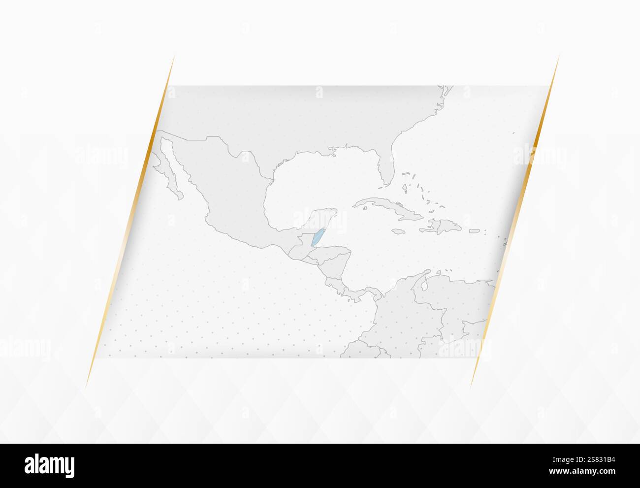 Belize Map in Blue with Gold Framed Accents. Modern Vector Map of ...