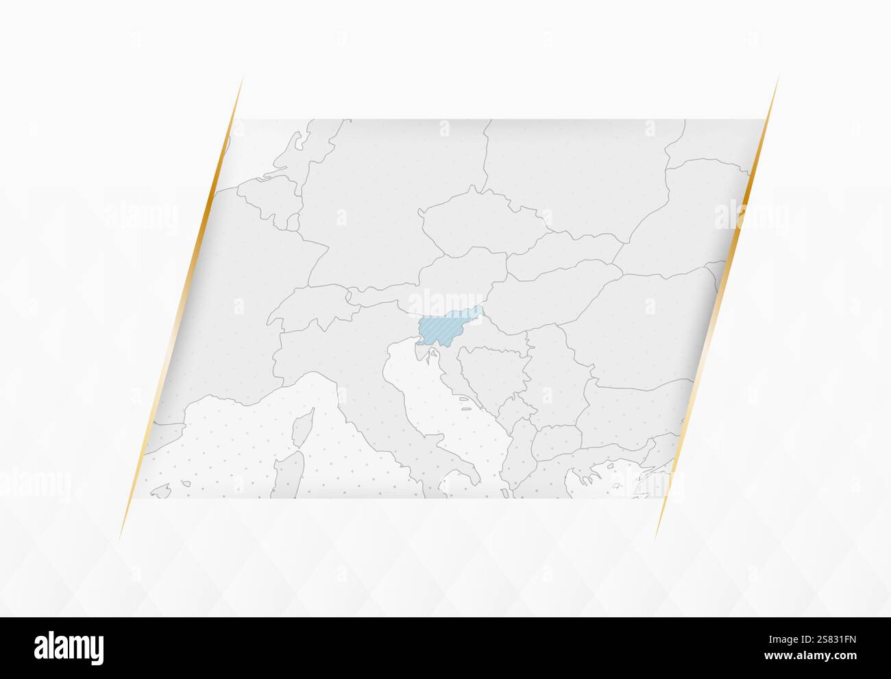 Slovenia Map in Blue with Gold Framed Accents. Modern Vector Map of ...