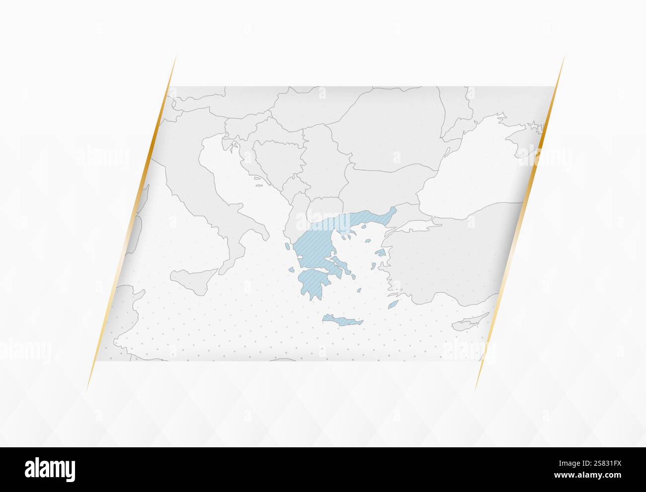 Greece Map in Blue with Gold Framed Accents. Modern Vector Map of ...