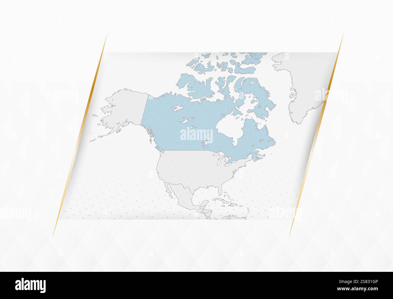 Canada Map in Blue with Gold Framed Accents. Modern Vector Map of ...