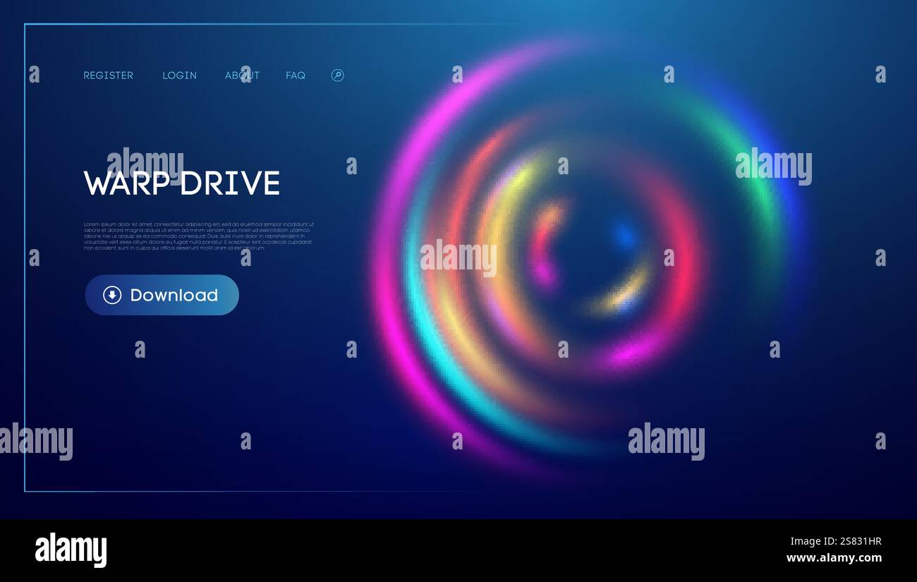 Futuristic warp drive effect with colorful light trails on a blue background Stock Vector Image ...