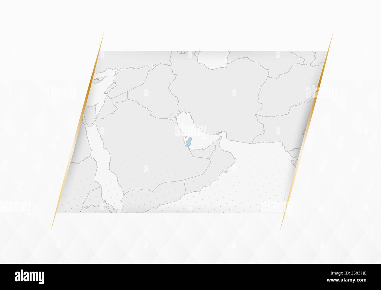 Qatar Map in Blue with Gold Framed Accents. Modern Vector Map of Qatar ...