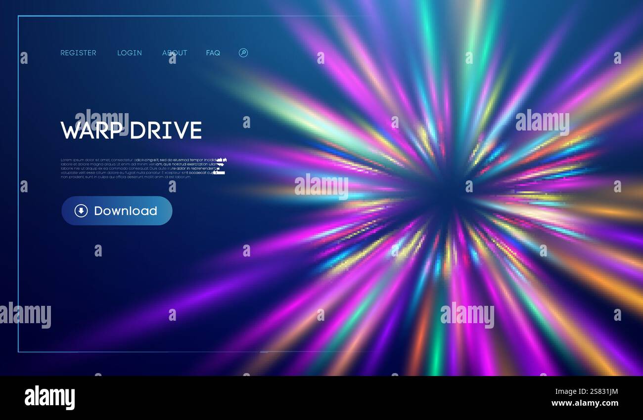 Warp tunnel speed of light technology background. Neon light futuristic ...