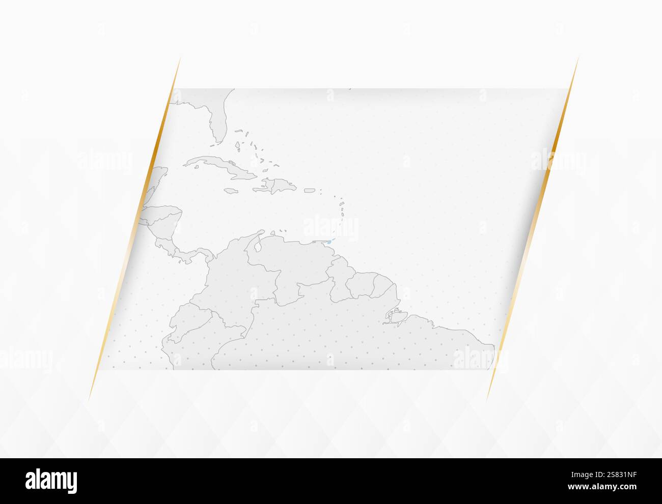 Trinidad and Tobago Map in Blue with Gold Framed Accents. Modern Vector ...