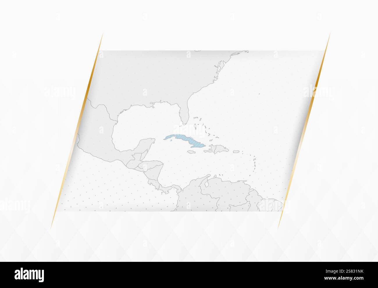Cuba Map in Blue with Gold Framed Accents. Modern Vector Map of Cuba ...