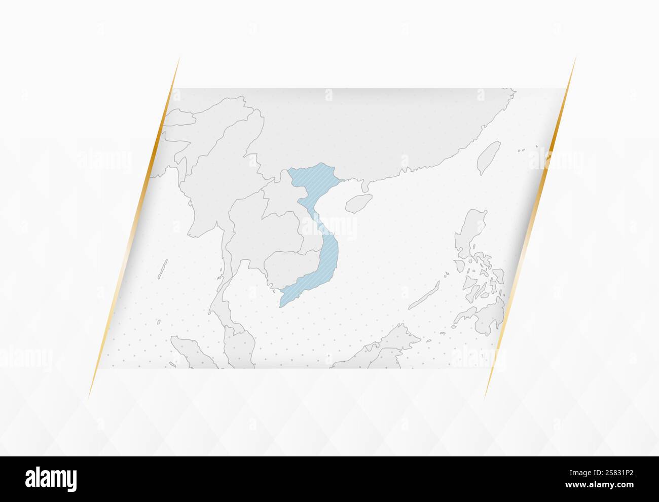 Vietnam Map in Blue with Gold Framed Accents. Modern Vector Map of ...