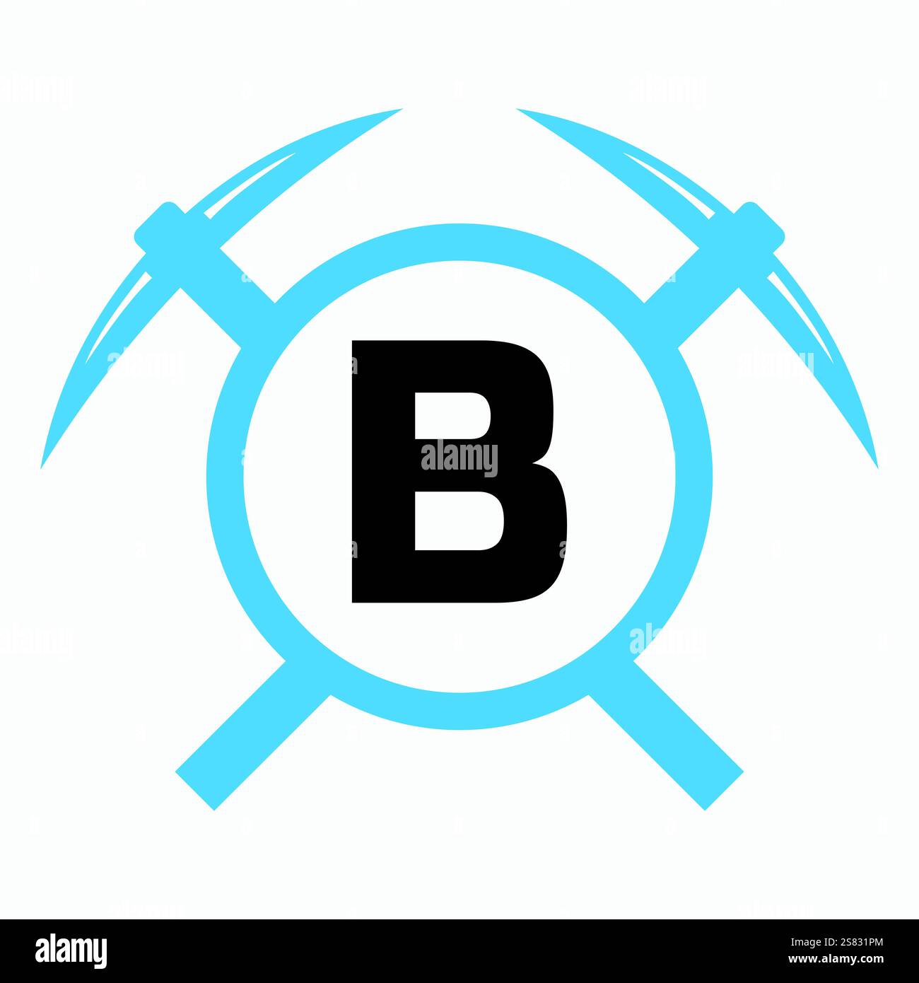 Initial Letter B Mining Logo Combine With Pickaxe Symbol Vector ...
