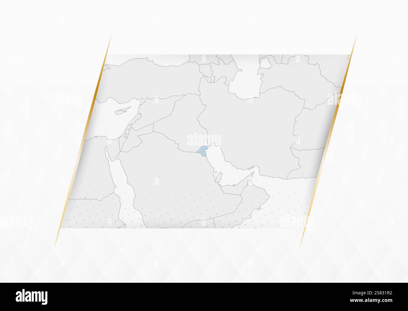 Kuwait Map in Blue with Gold Framed Accents. Modern Vector Map of ...