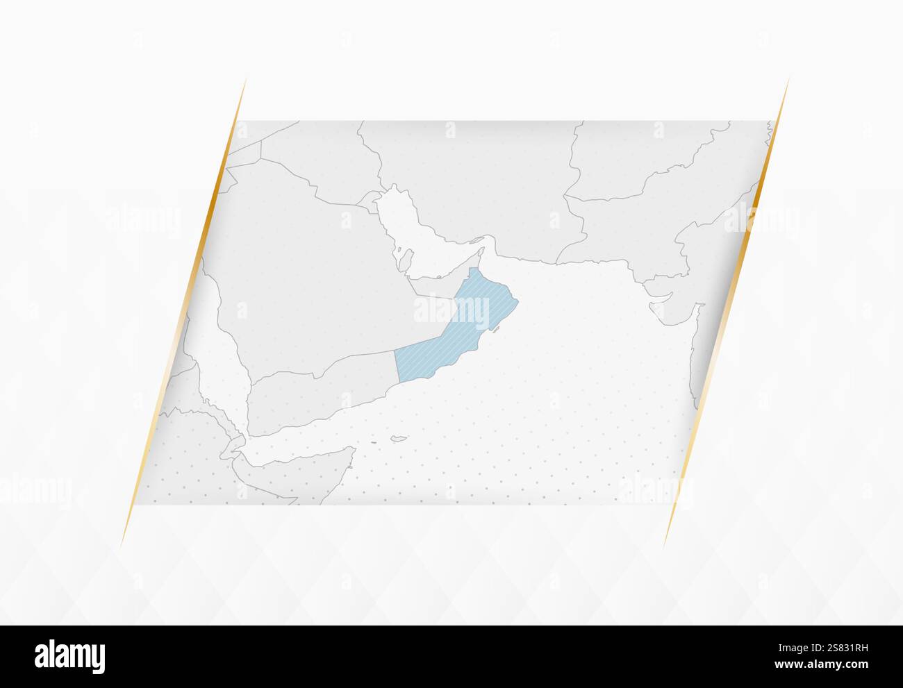 Oman Map in Blue with Gold Framed Accents. Modern Vector Map of Oman ...