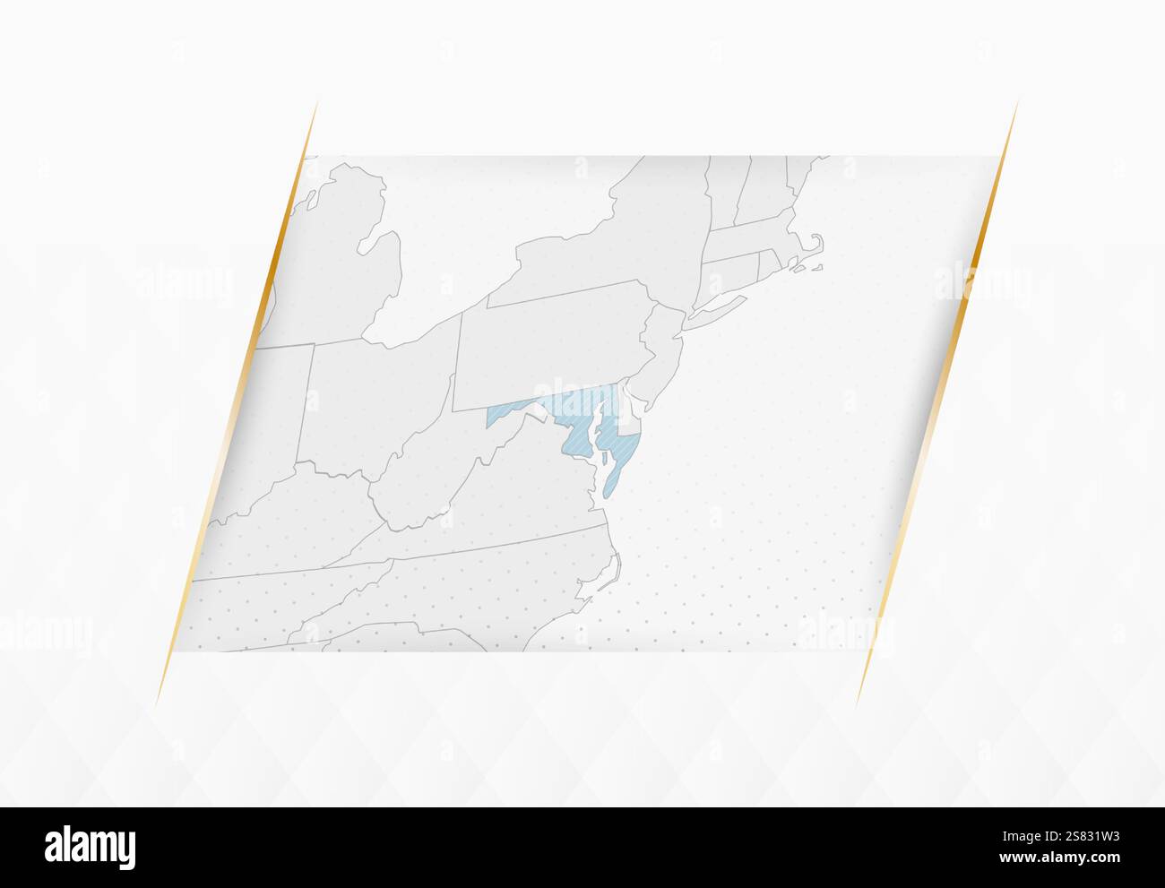 Maryland Map in Blue with Gold Framed Accents. Modern Vector Map of ...