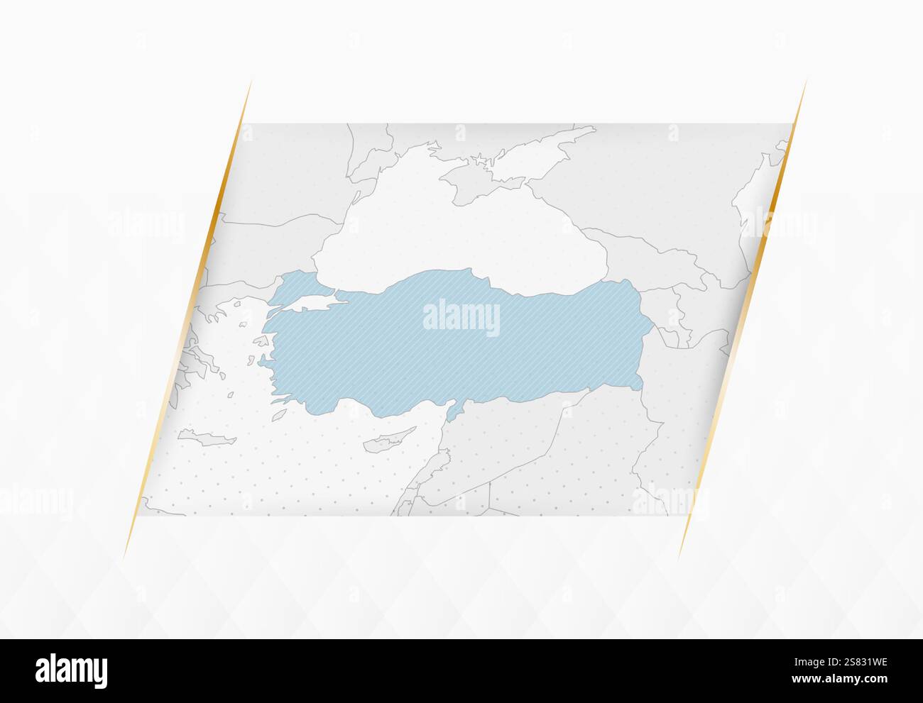 Turkey Map in Blue with Gold Framed Accents. Modern Vector Map of ...