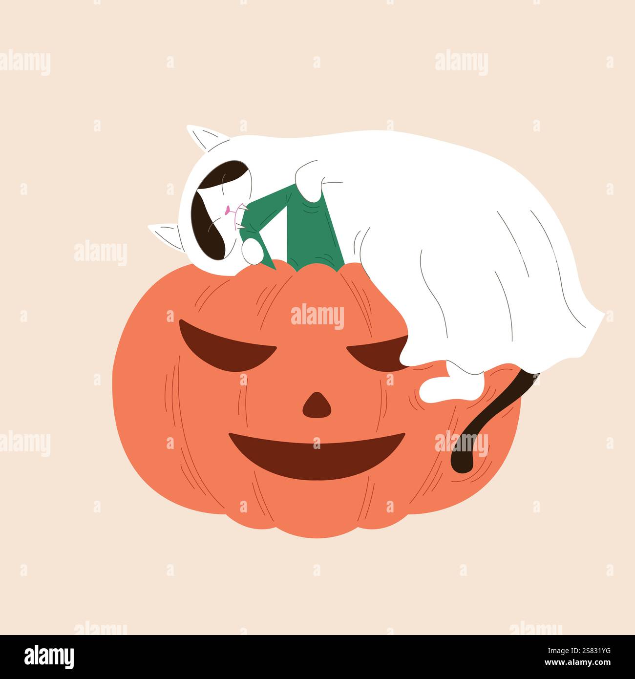 Cat ghost drawn on Stock Vector Images - Alamy