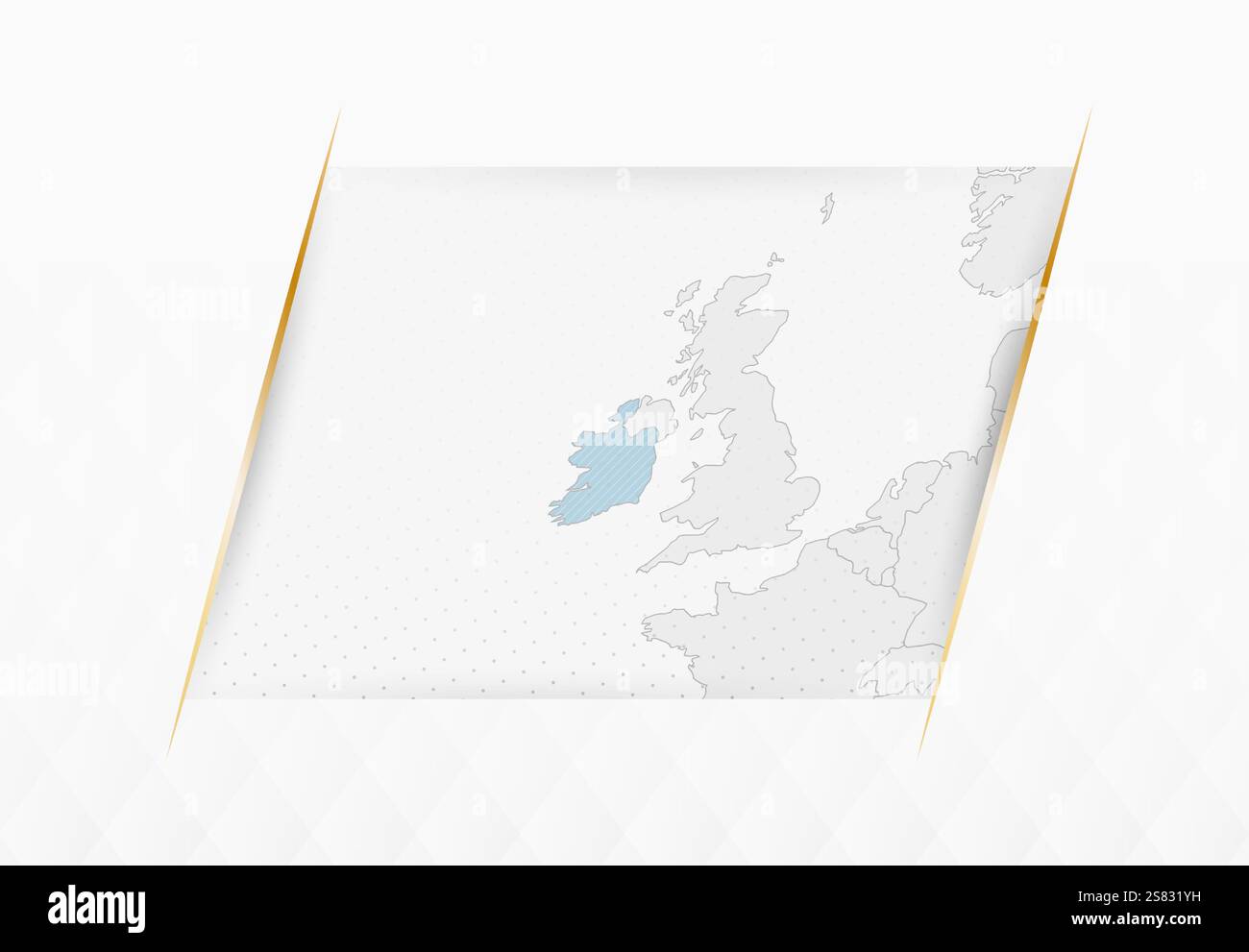 Ireland Map in Blue with Gold Framed Accents. Modern Vector Map of ...