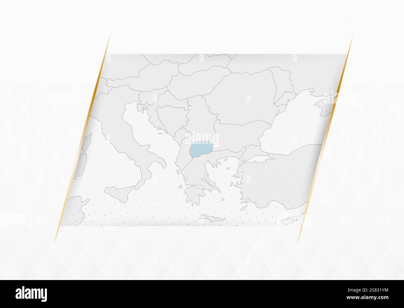 North Macedonia Map in Blue with Gold Framed Accents. Modern Vector Map ...