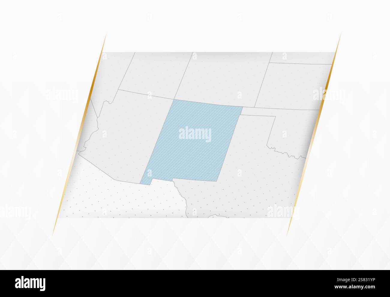 New Mexico Map in Blue with Gold Framed Accents. Modern Vector Map of ...