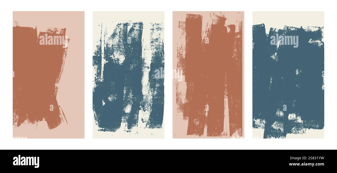 Linocut textured posters. Ink rolled spots. Grunge letterpress ...