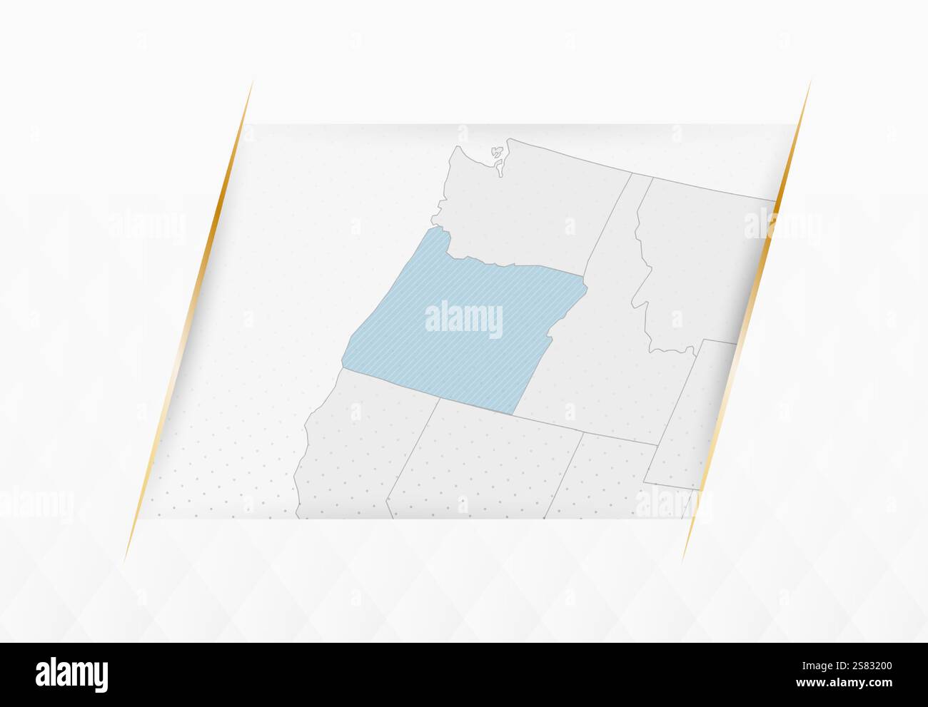 Oregon Map in Blue with Gold Framed Accents. Modern Vector Map of ...