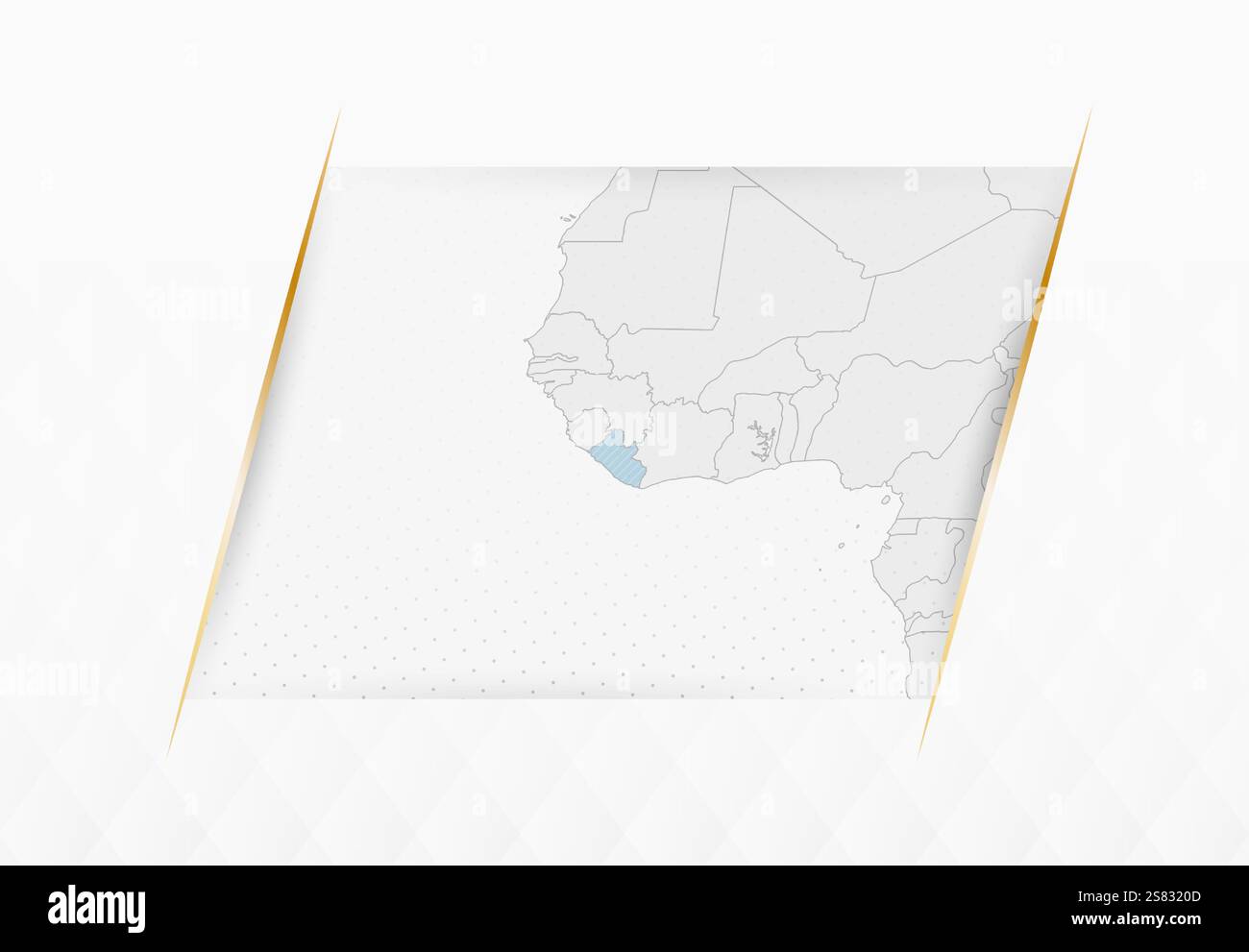 Liberia Map in Blue with Gold Framed Accents. Modern Vector Map of ...
