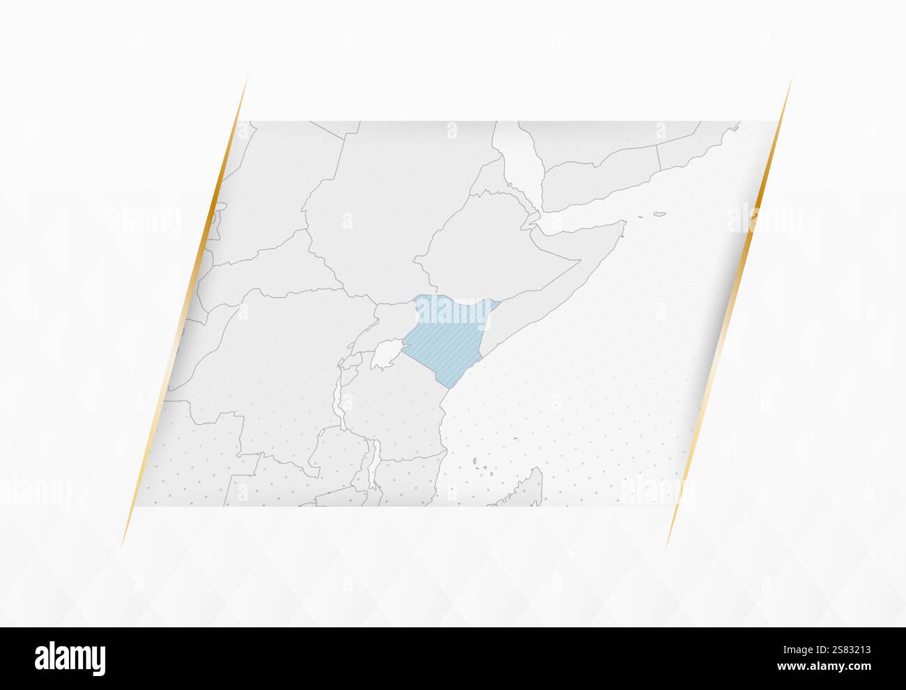 Kenya Map in Blue with Gold Framed Accents. Modern Vector Map of Kenya ...