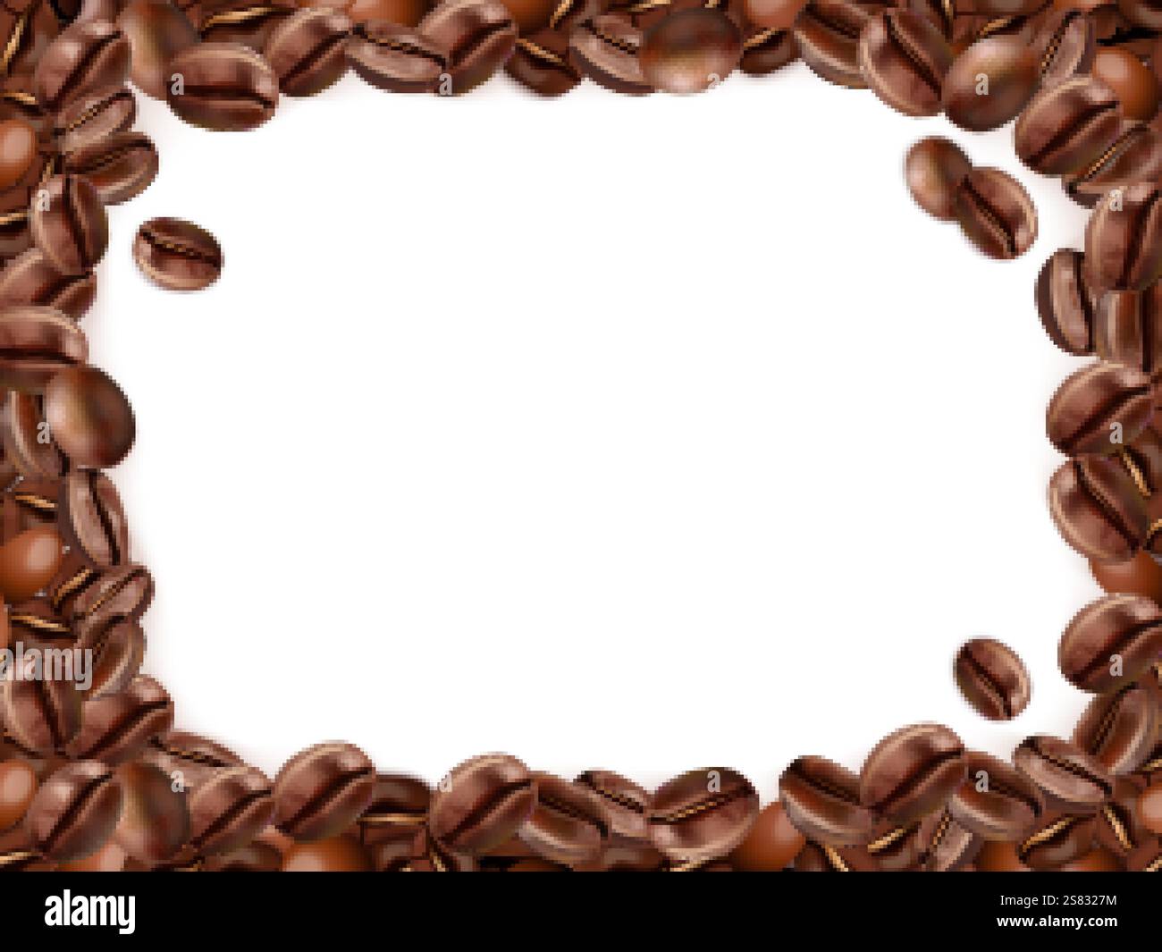 Coffee beans frame. Caffeine grains close-up borders, espresso roast ...