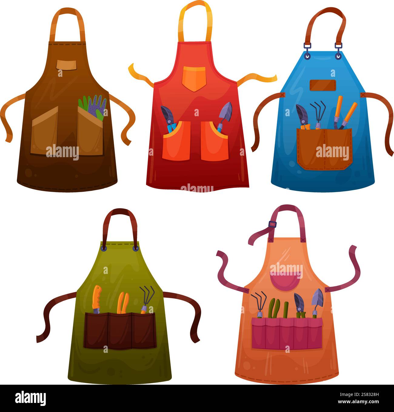 Garden aprons. Apron with gardening tools in pockets, spring ...