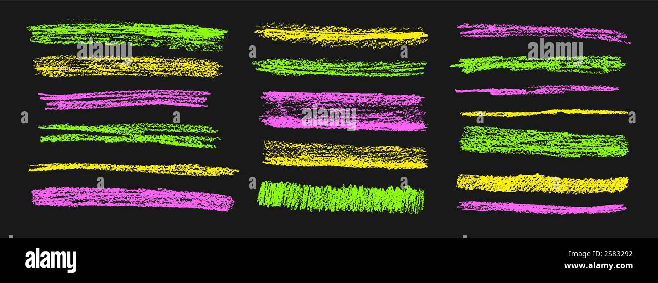 Crayon underline set. Pencil straight scribble lines pack. Vector hand ...