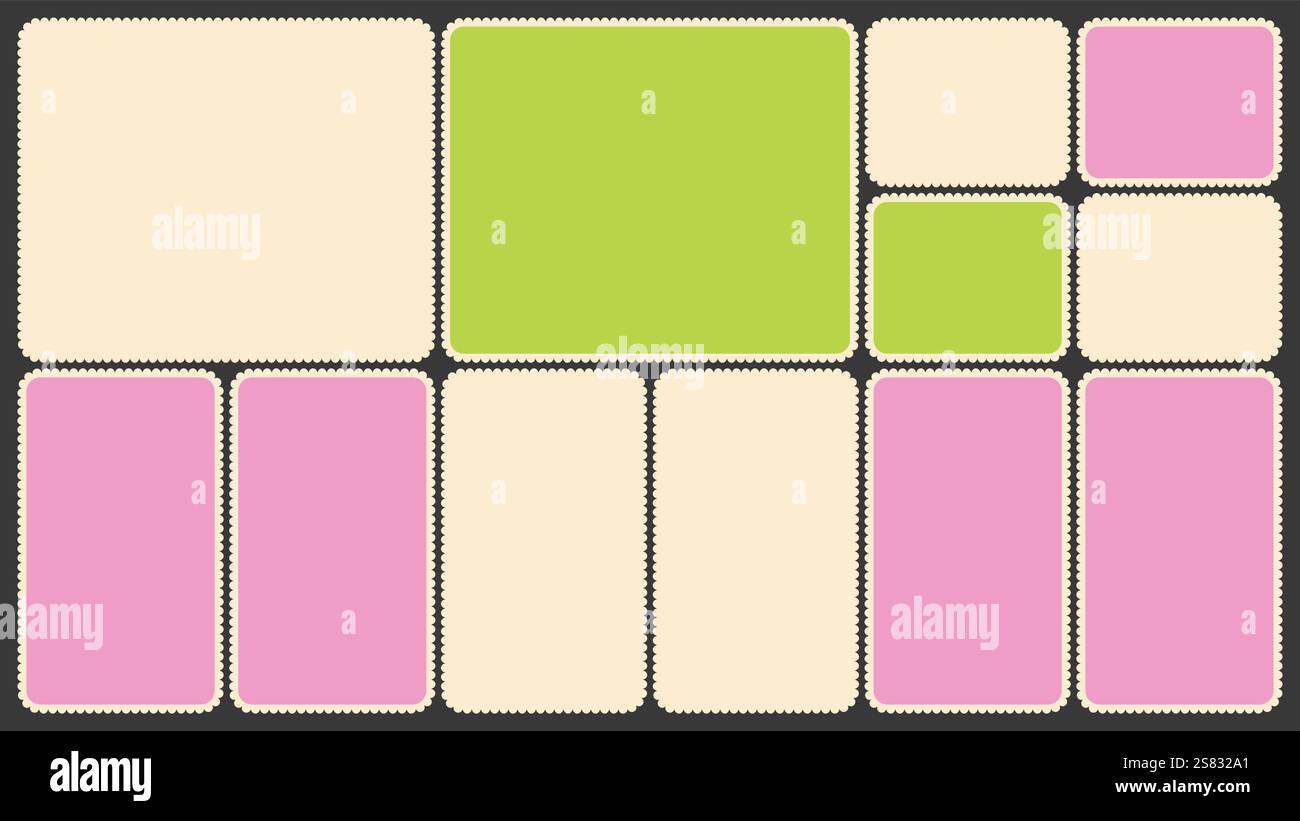 Scallop edged frame template. Bento collage grid shapes. Geometry ...