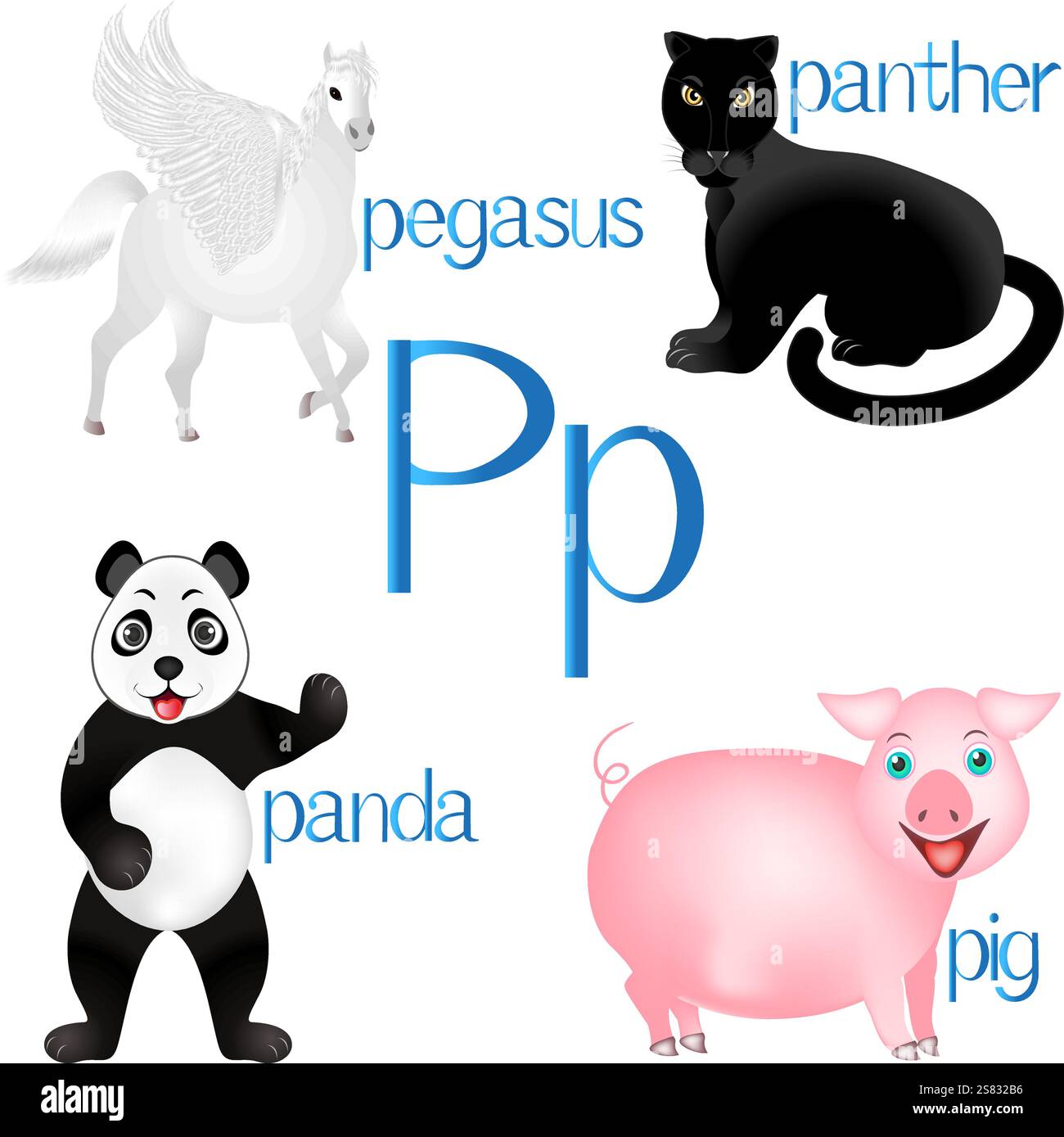 Illustration for teaching children the English alphabet with cartoon ...