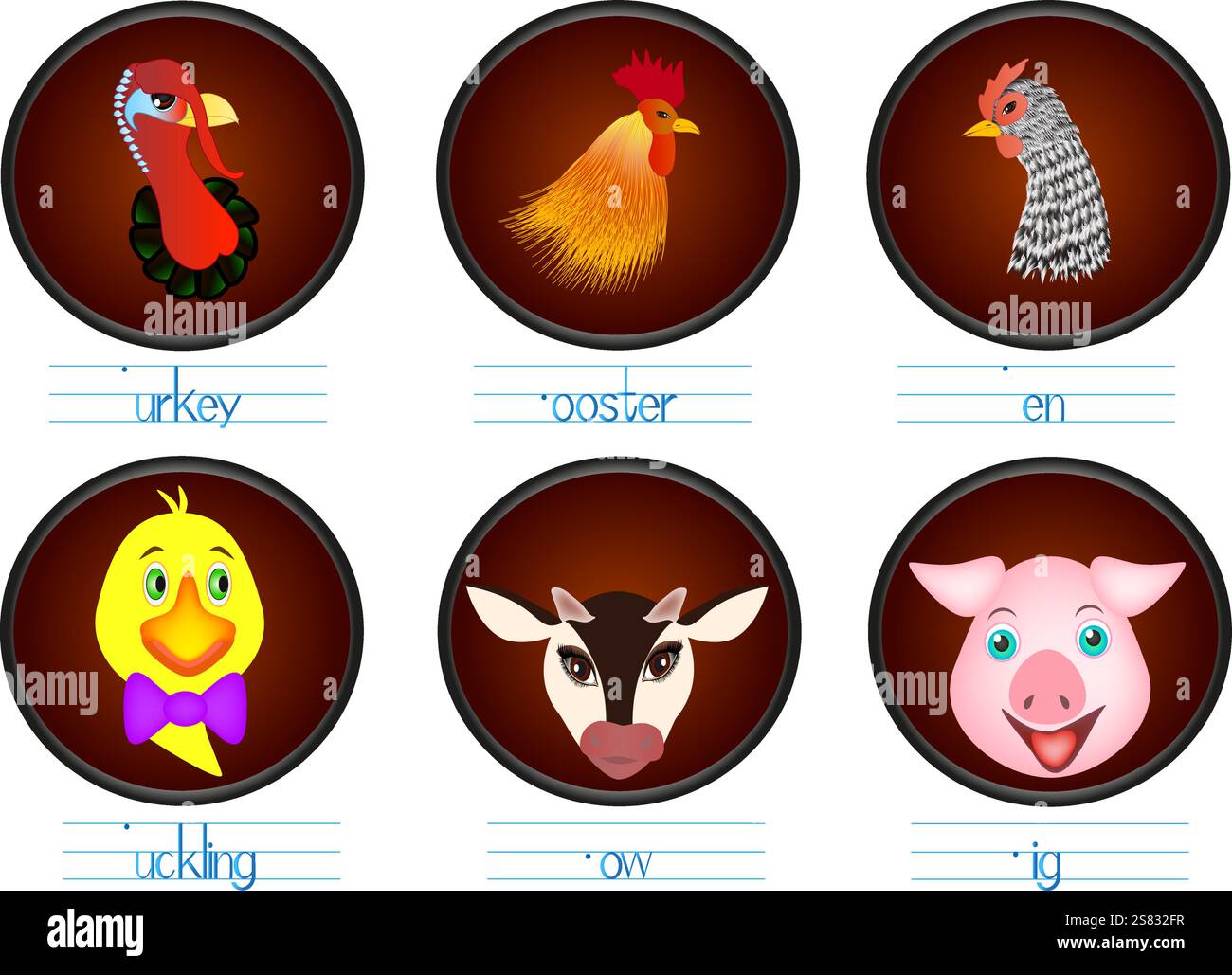 Educational games for children English. Look name, write the letters ...