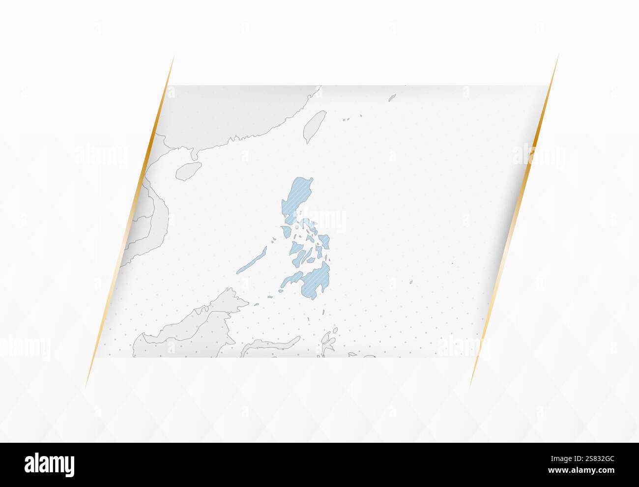Philippines Map in Blue with Gold Framed Accents. Modern Vector Map of ...