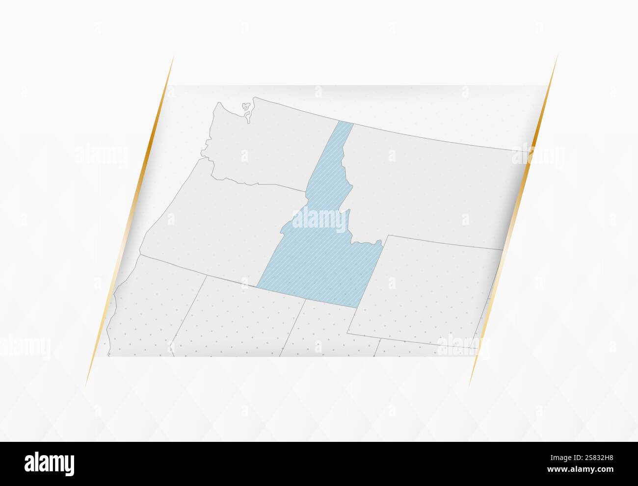 Idaho Map in Blue with Gold Framed Accents. Modern Vector Map of Idaho ...