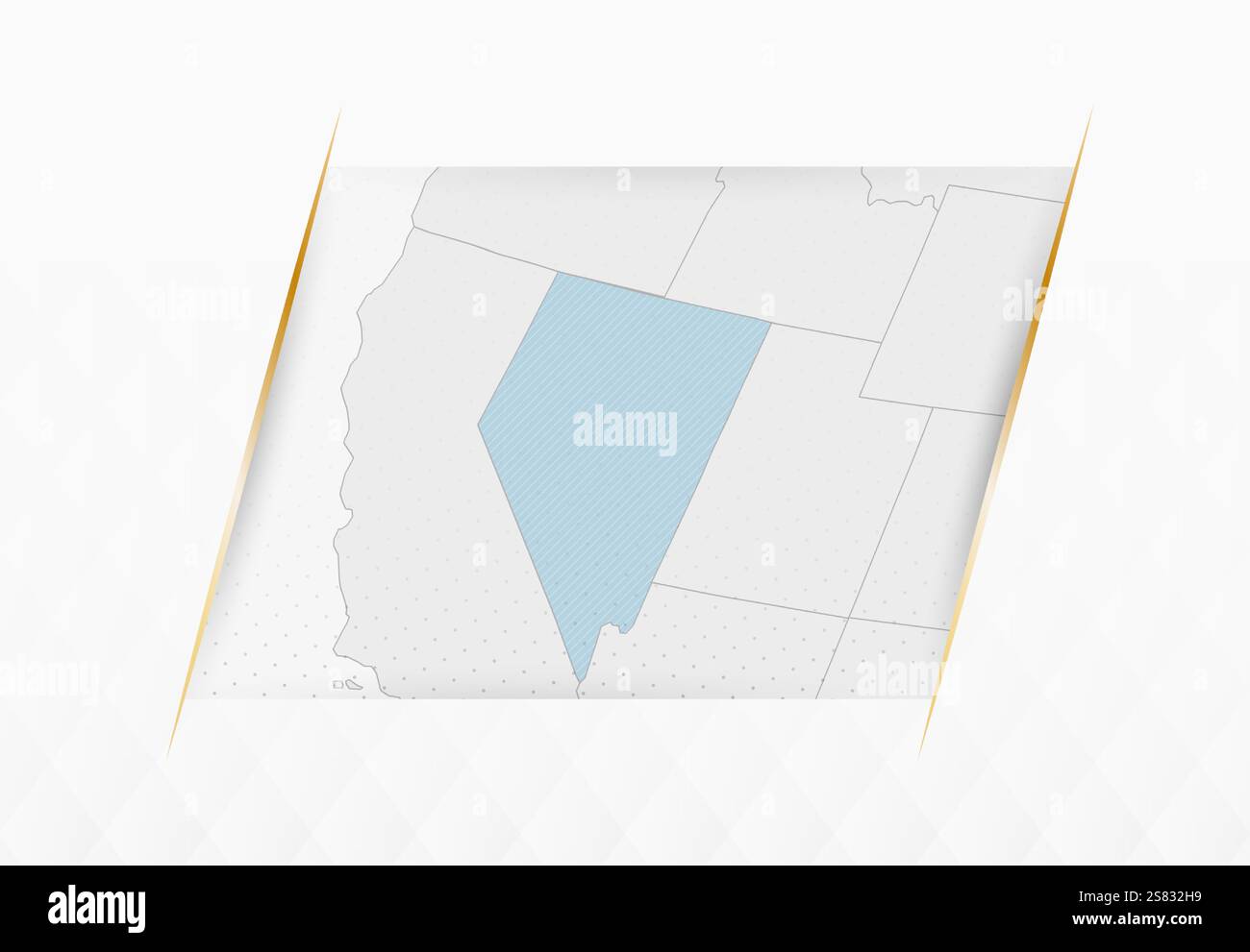 Nevada Map in Blue with Gold Framed Accents. Modern Vector Map of ...