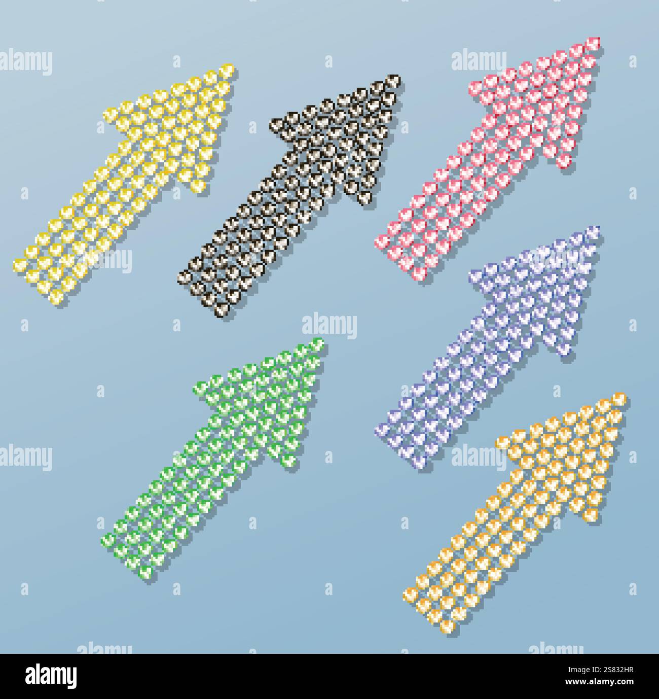 Set of arrows from the shining colorful stones. Design elements Stock ...