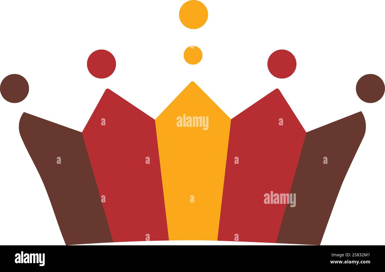 Modern geometric crown logo with red, orange, and brown tones ...