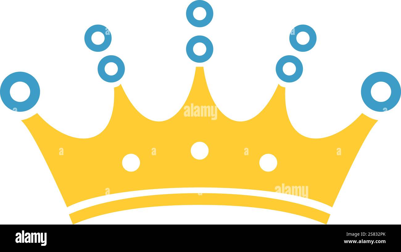 Golden crown logo with blue circular accents, symbolizing royalty ...