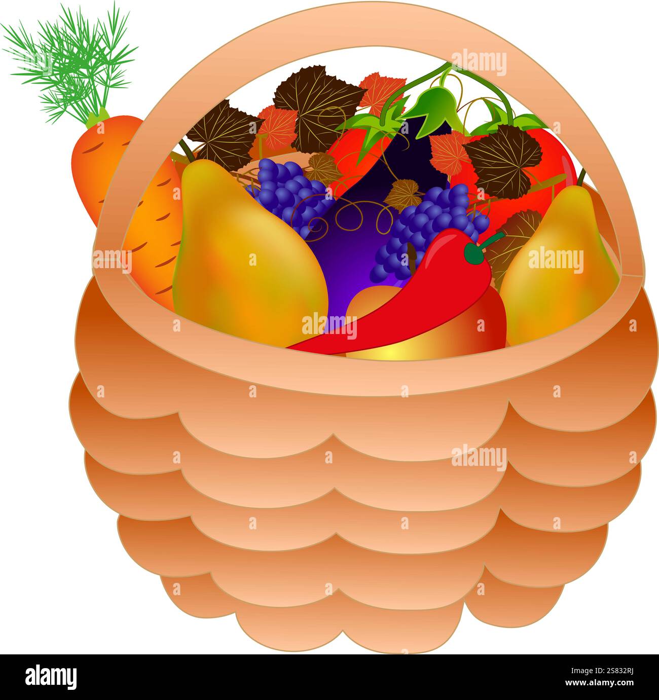 Food basket ripe fruits Stock Vector Images - Alamy